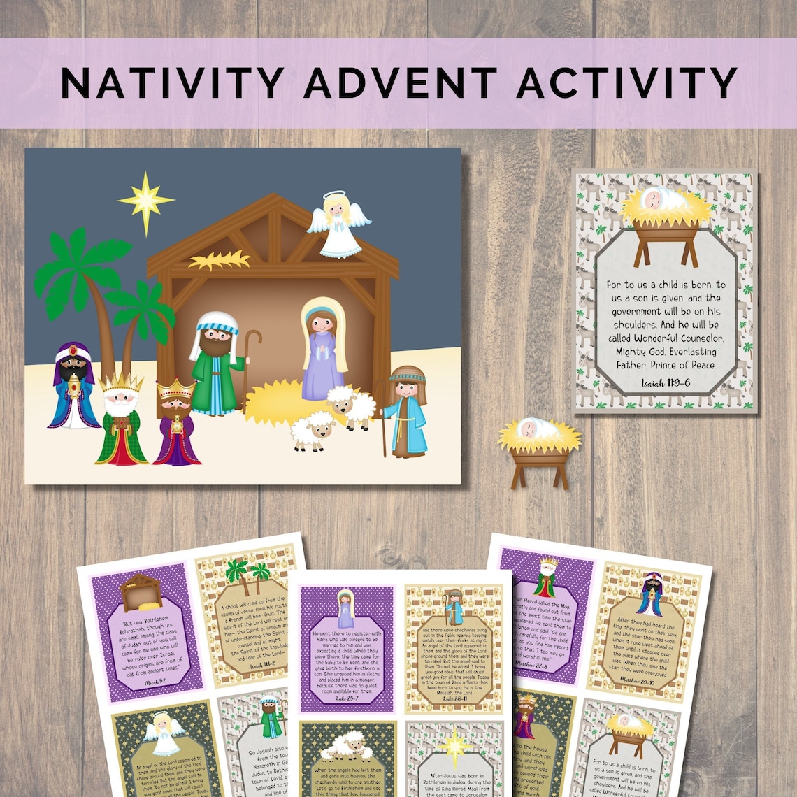 Advent Calendar Printable for Kids, Nativity Scene Family Activity, 12 ...