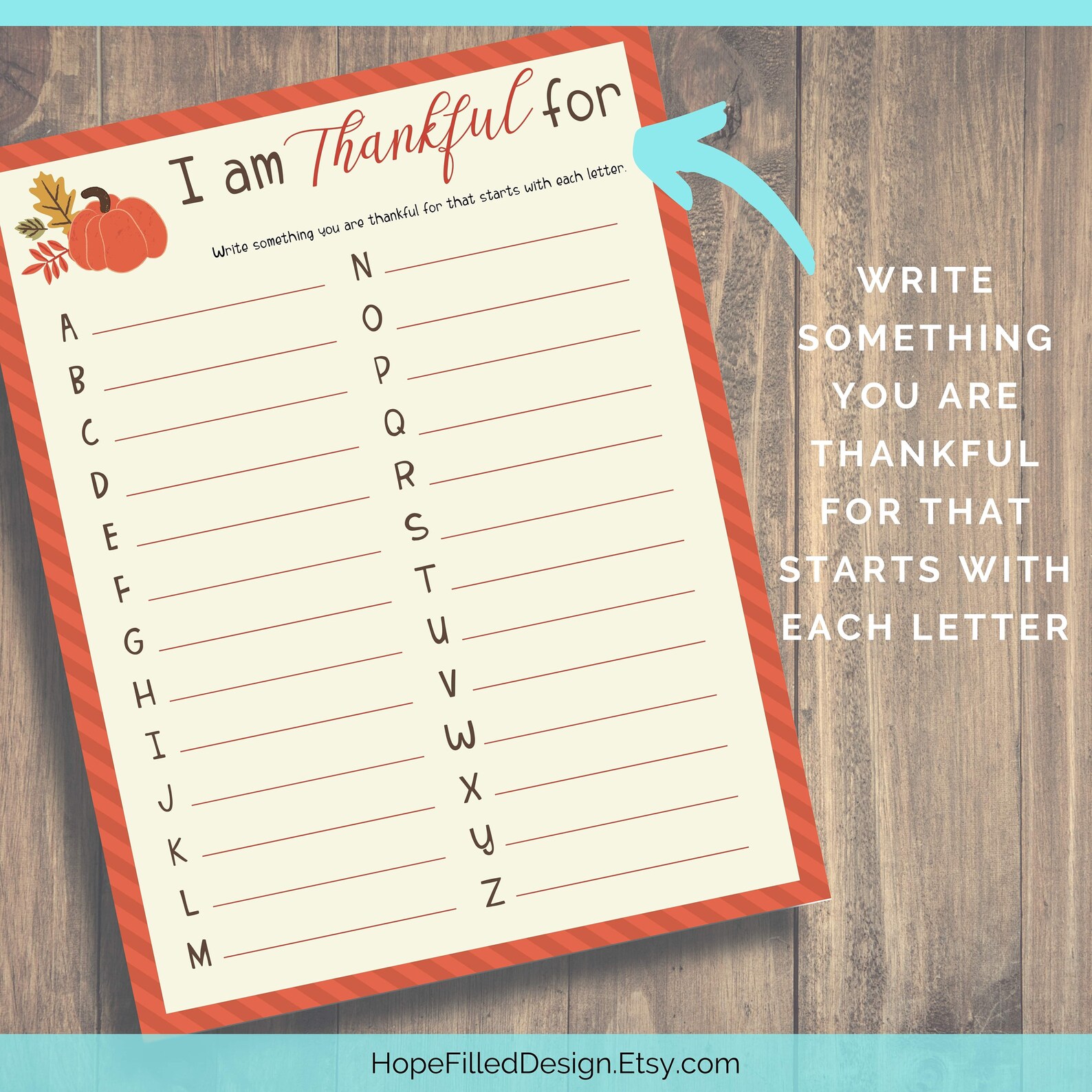 Thanksgiving Thankful Game Printable, Thankful for ABC Game, Kids ...
