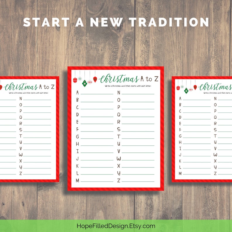 Christmas A to Z Game Printable, ABC Christmas Game, Kids Classroom ...
