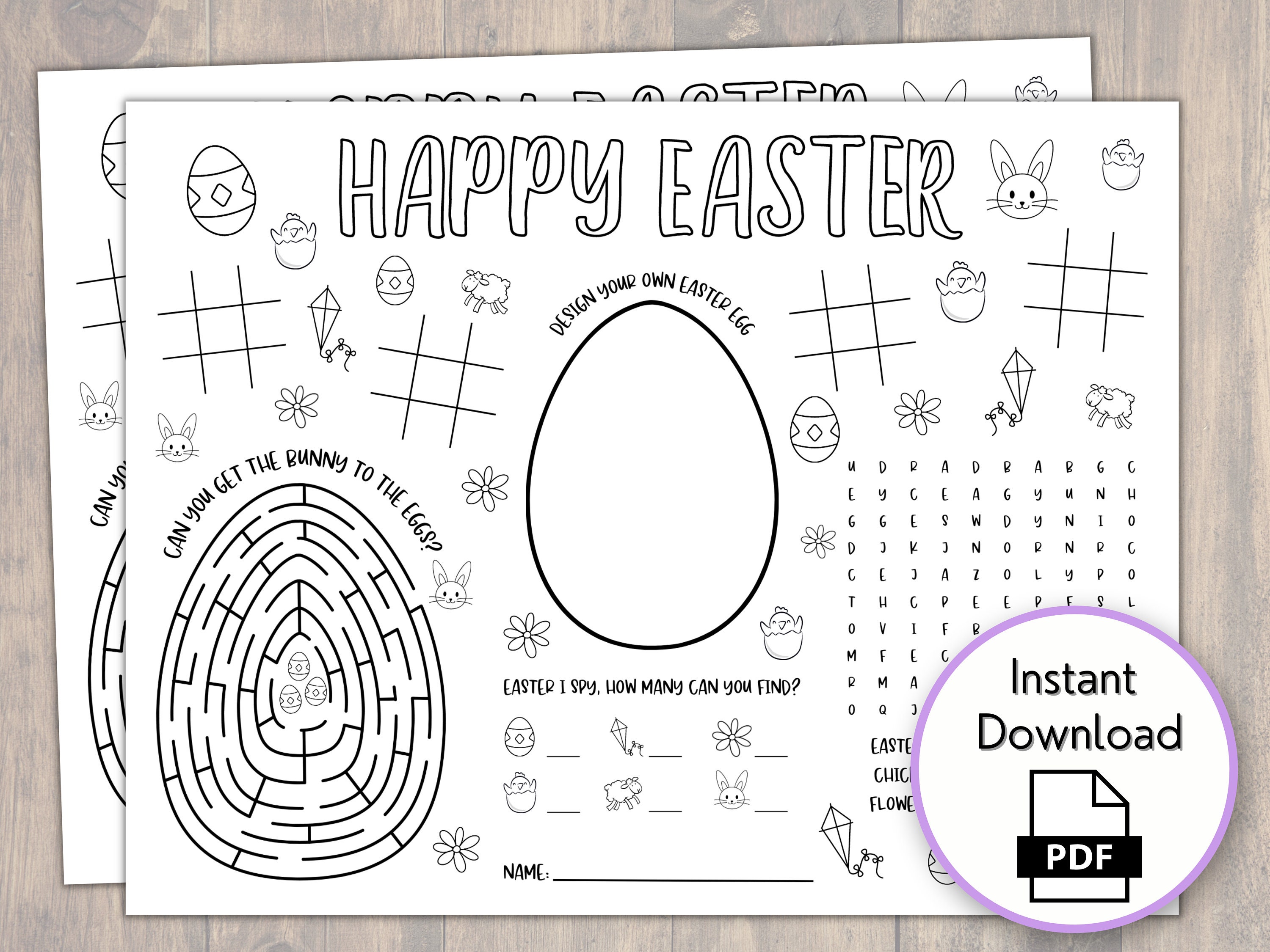 Printable Easter Placemats for Kids, Easter Coloring Sheet, Easter ...
