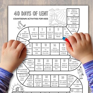 40 Days of Lent Calendar for Kids, Family Lent Countdown, Catholic ...