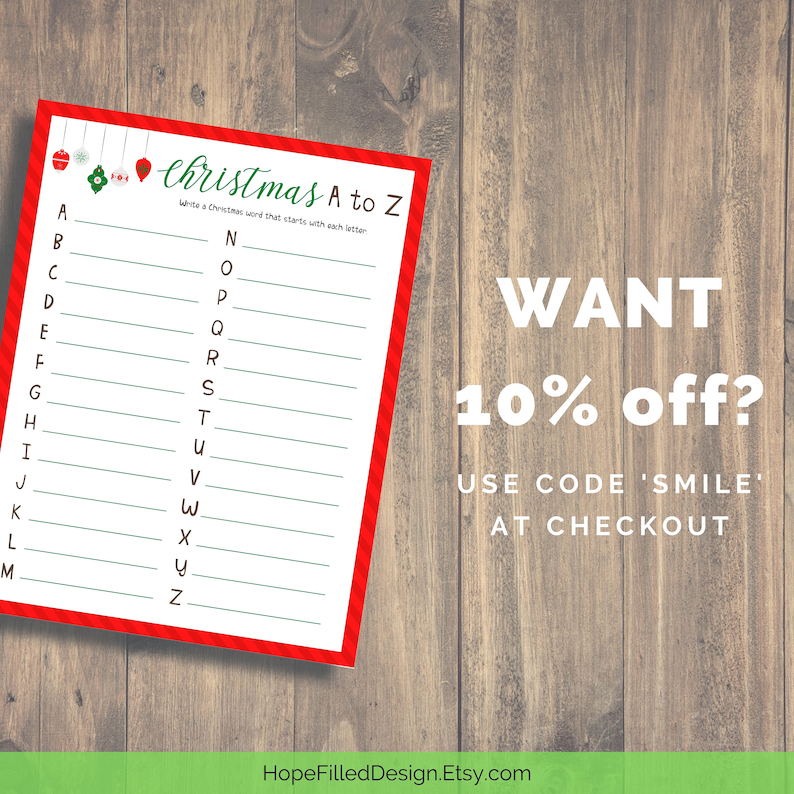 Christmas A to Z Game Printable, ABC Christmas Game, Kids Classroom ...