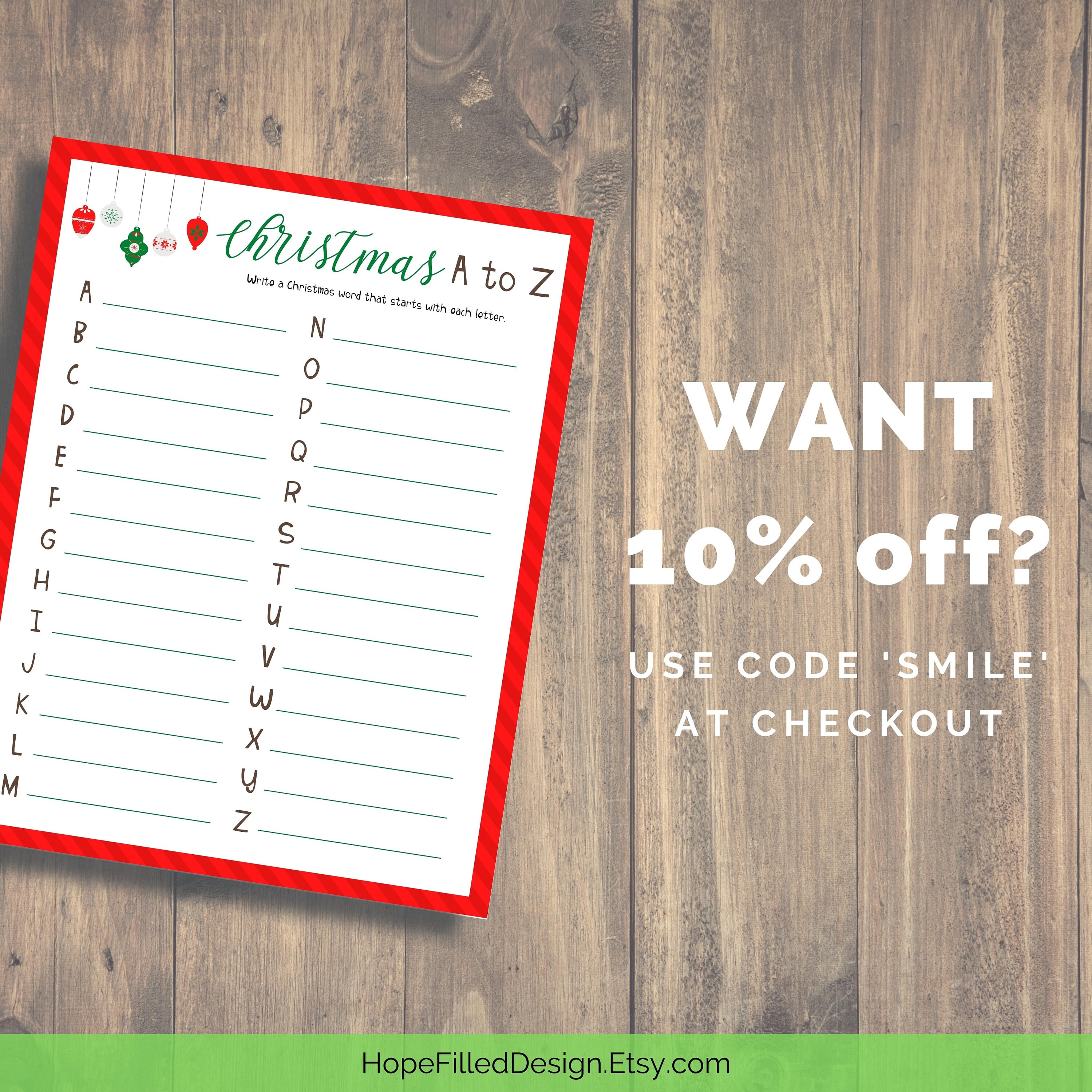 Christmas A to Z Game Printable, ABC Christmas Game, Kids Classroom ...