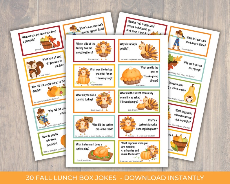 Fall Lunch Box Jokes for Kids Printable, Lunchbox Notes, Joke Lunch Box ...