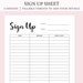 Editable Sign up Sheet, Potluck Sign Up, Snack Sign up Sheet, Food Sign ...