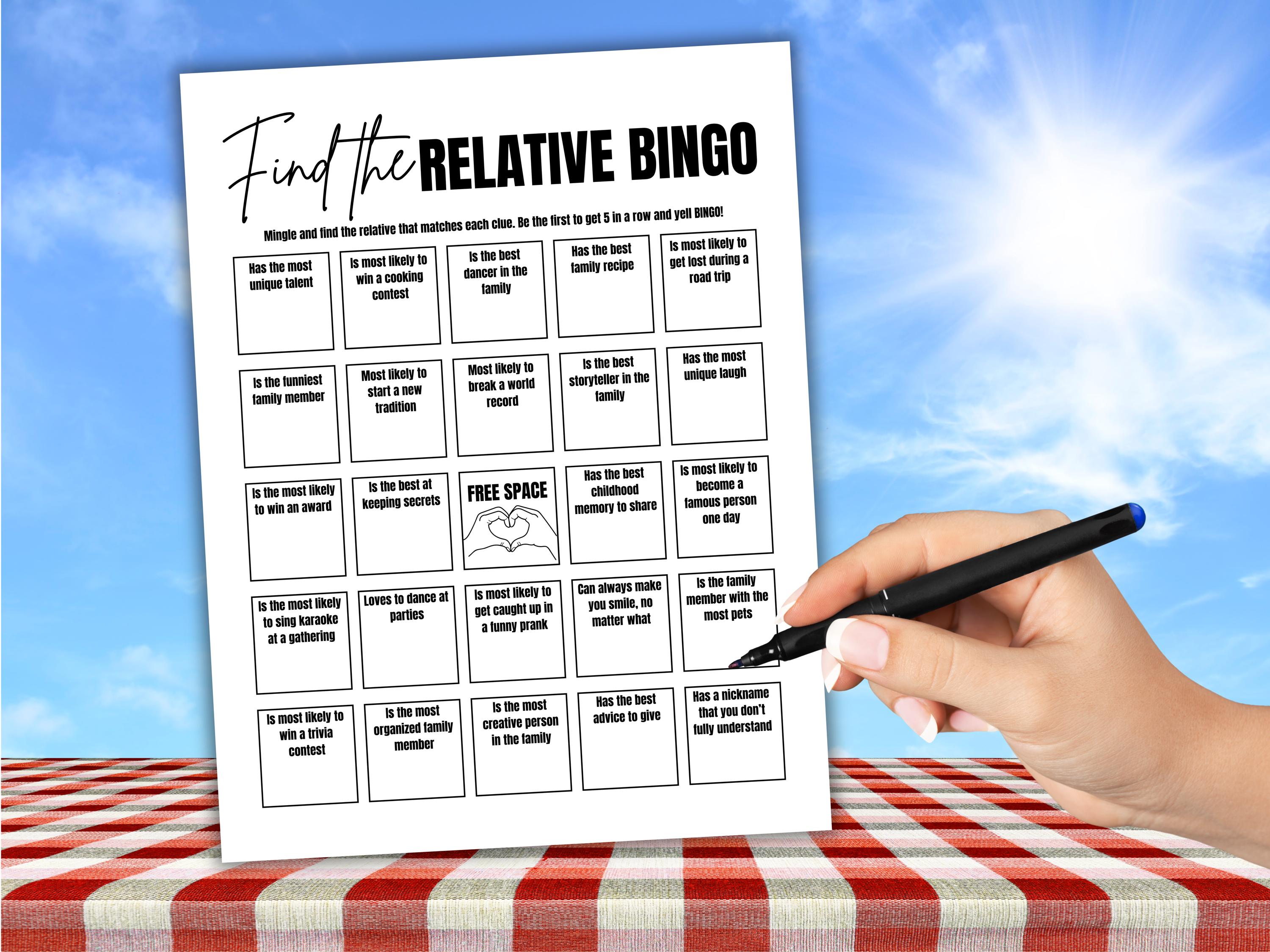 Family Reunion Printable Bingo Game, Family Reunion Bingo Editable ...