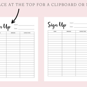 Editable Sign up Sheet, Potluck Sign Up, Snack Sign up Sheet, Food Sign ...