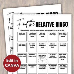 Family Reunion Printable Bingo Game, Family Reunion Bingo Editable ...