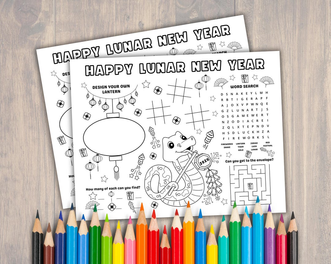 Kids Chinese New Year Printable Placemat for Kids, Lunar New Year ...