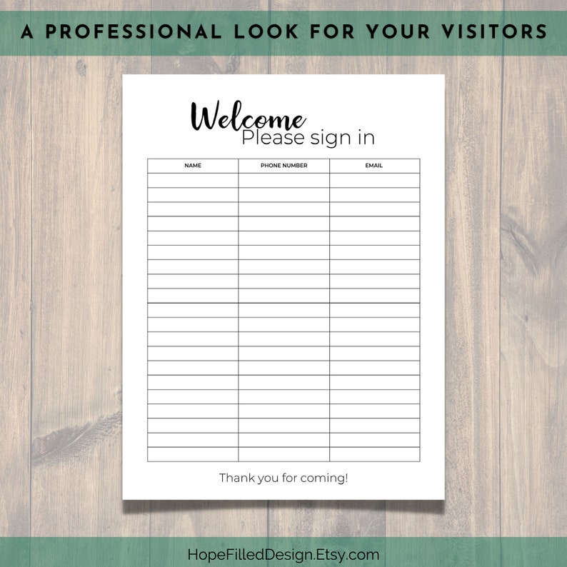 Open House Sign in Sheet Reception Sign Attendance Sheet - Etsy