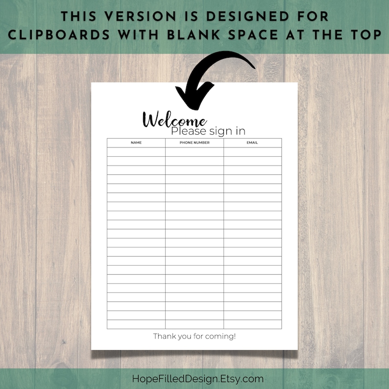 Open House Sign in Sheet Reception Sign Attendance Sheet - Etsy