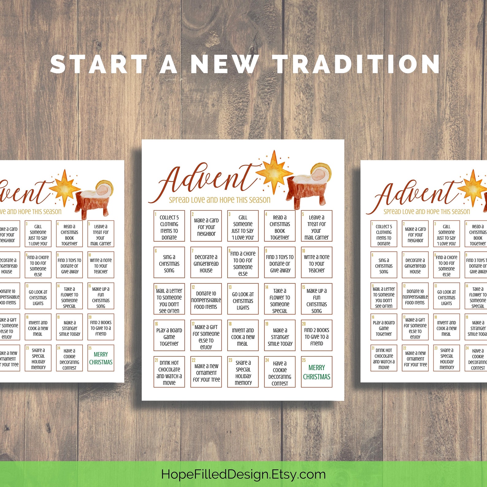 Advent Calendar Printable Christmas Countdown Family - Etsy