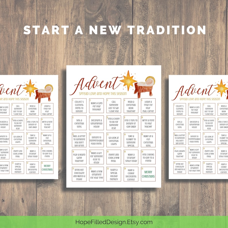 Advent Calendar Printable Christmas Countdown Family - Etsy