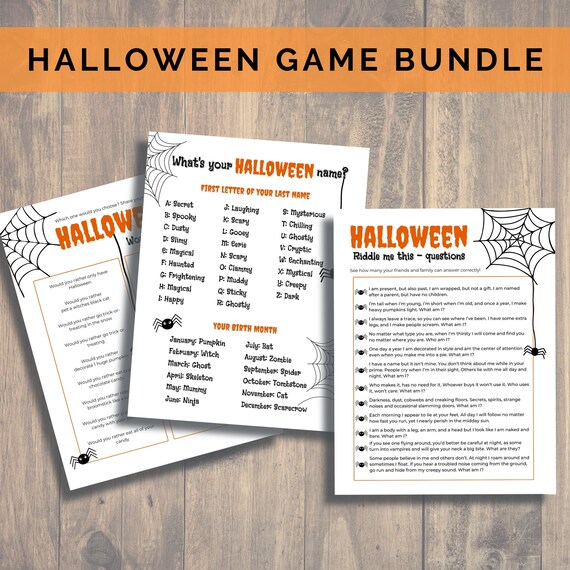 Halloween Game Bundle Printable Halloween Party Games - Etsy