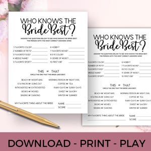 Who Knows the Bride Best Game, How Well Do You Know the Bride, Bridal ...