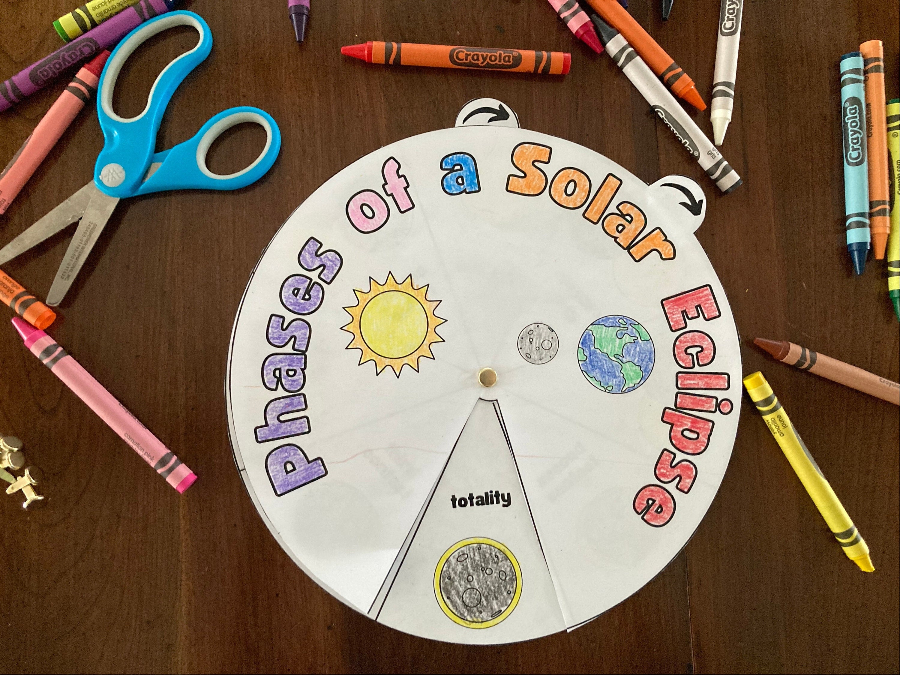 Solar Eclipse Coloring Spinner Wheel, Solar Eclipse 2024 Activity ...