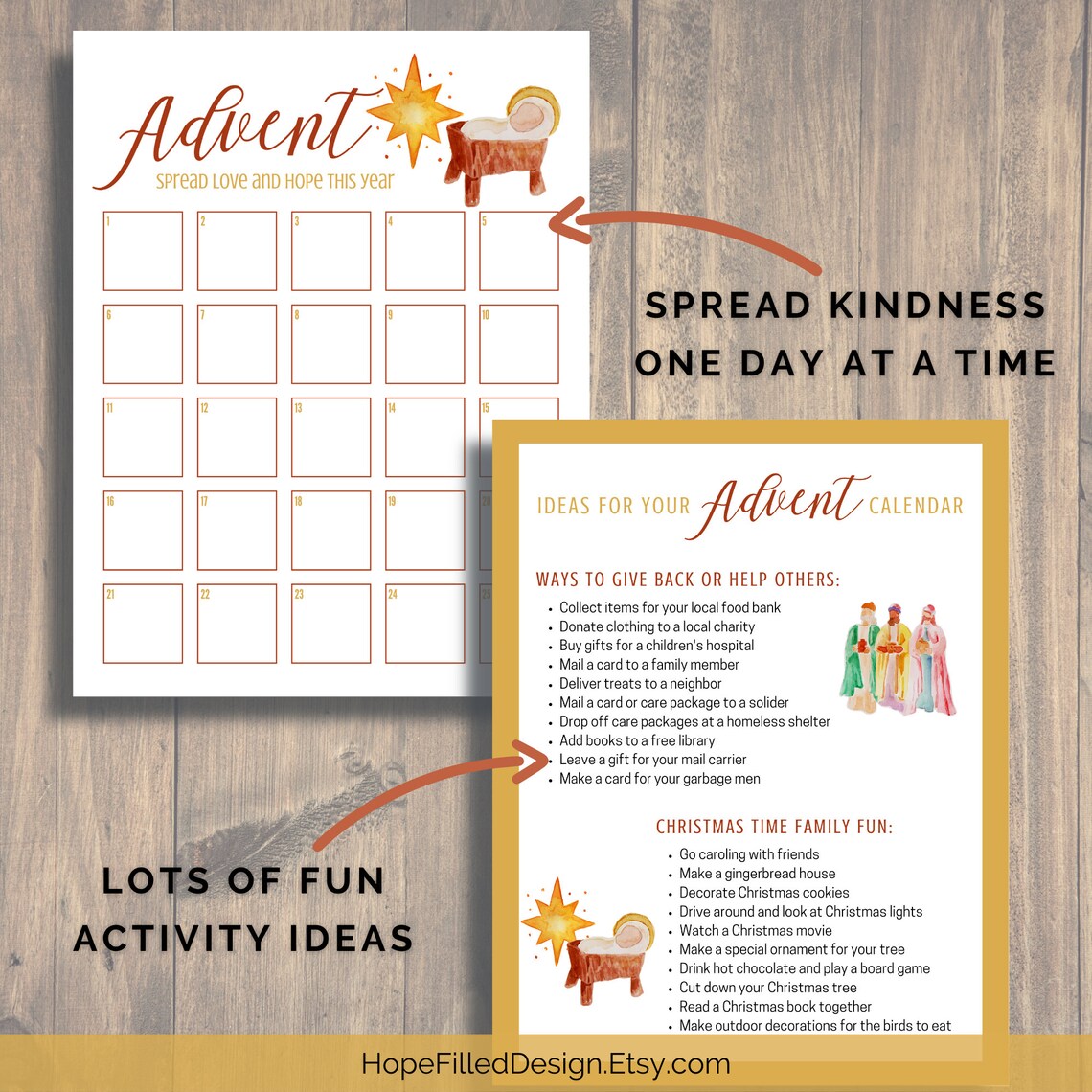 Editable Advent Calendar Printable Christmas Countdown - Etsy