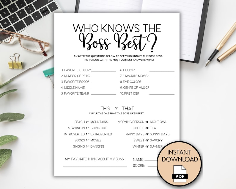 Who Knows the Boss Best Game, Fun Office Party Game, Team Building ...