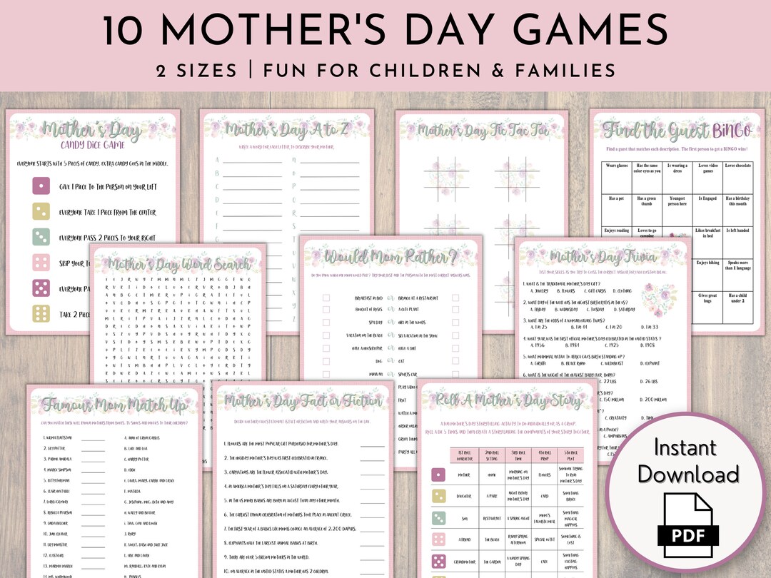 Printable Mother's Day Game Bundle, Mothers Day Brunch or Dinner ...