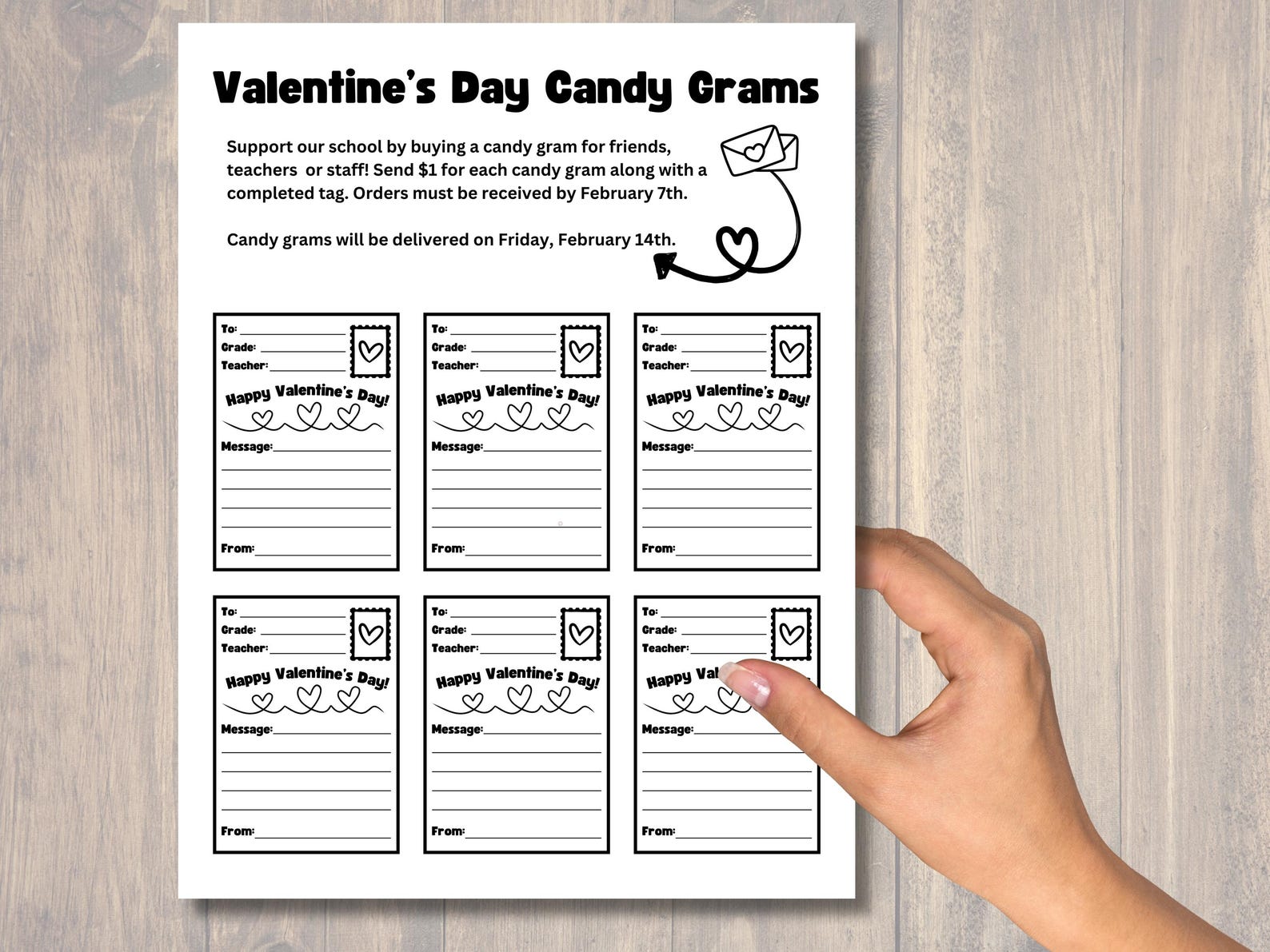 Editable Valentine's Day Candy Gram, Gram Form Edit in Canva, PTA PTO ...