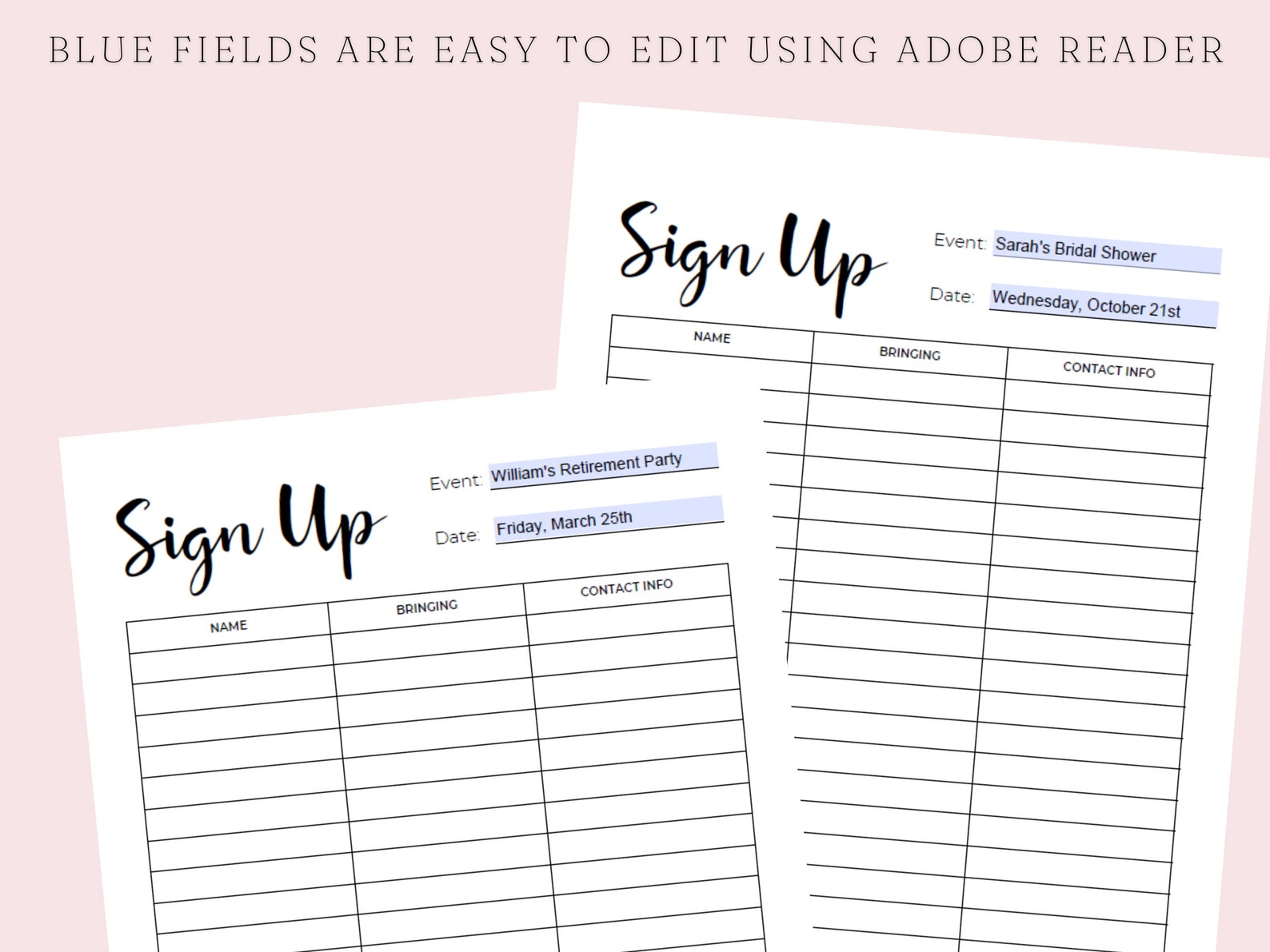 Editable Sign up Sheet, Potluck Sign Up, Snack Sign up Sheet, Food Sign ...