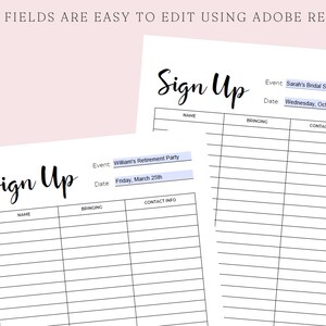 Editable Sign up Sheet, Potluck Sign Up, Snack Sign up Sheet, Food Sign ...