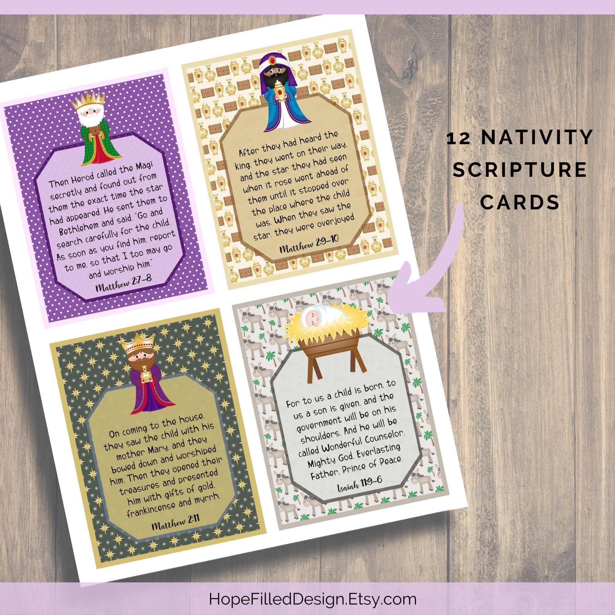 Advent Calendar Printable, 12 Nativity Scripture Cards, 12 Days of ...