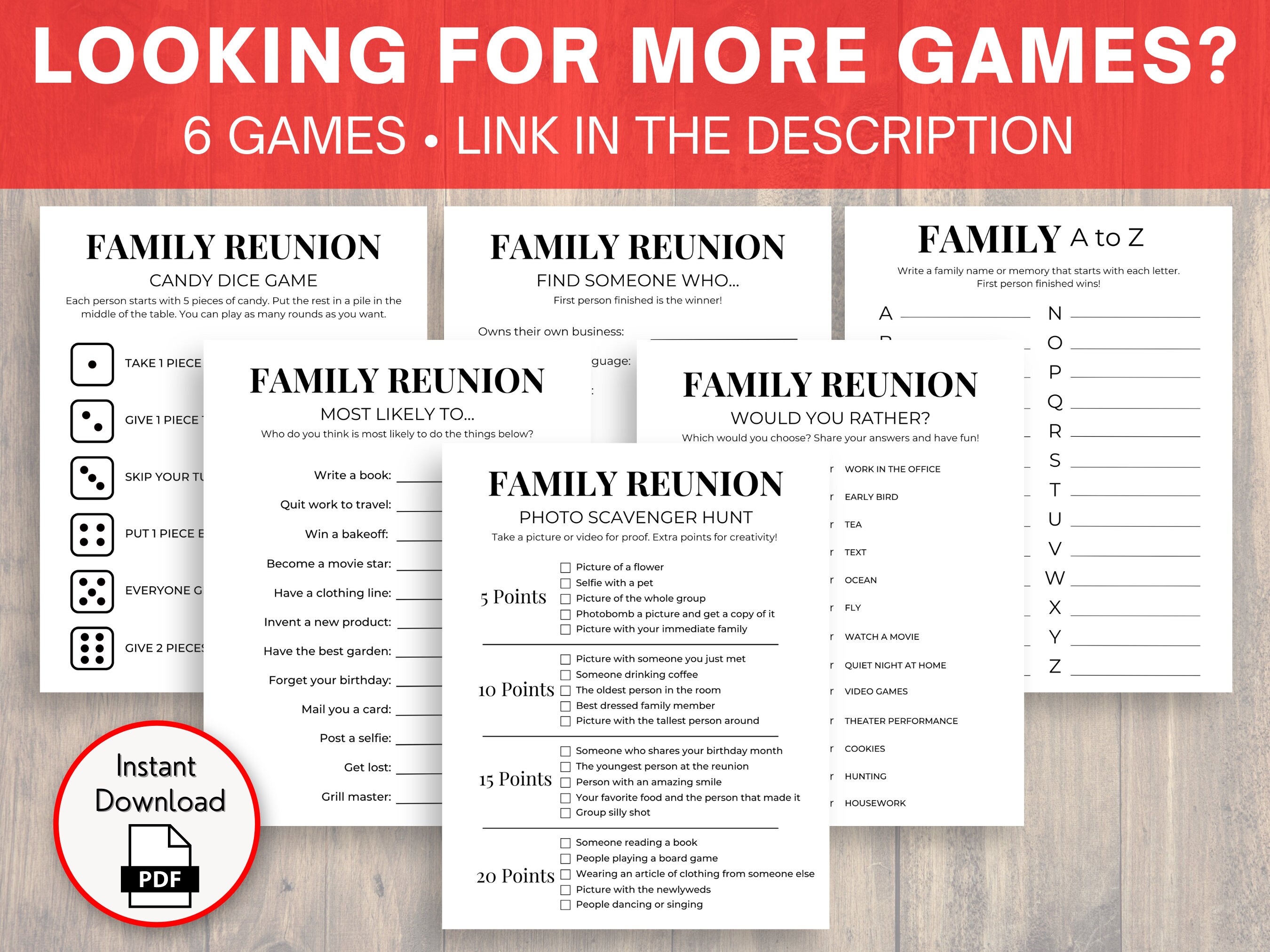 Editable Family Reunion Photo Scavenger Hunt, Family Reunion Games ...