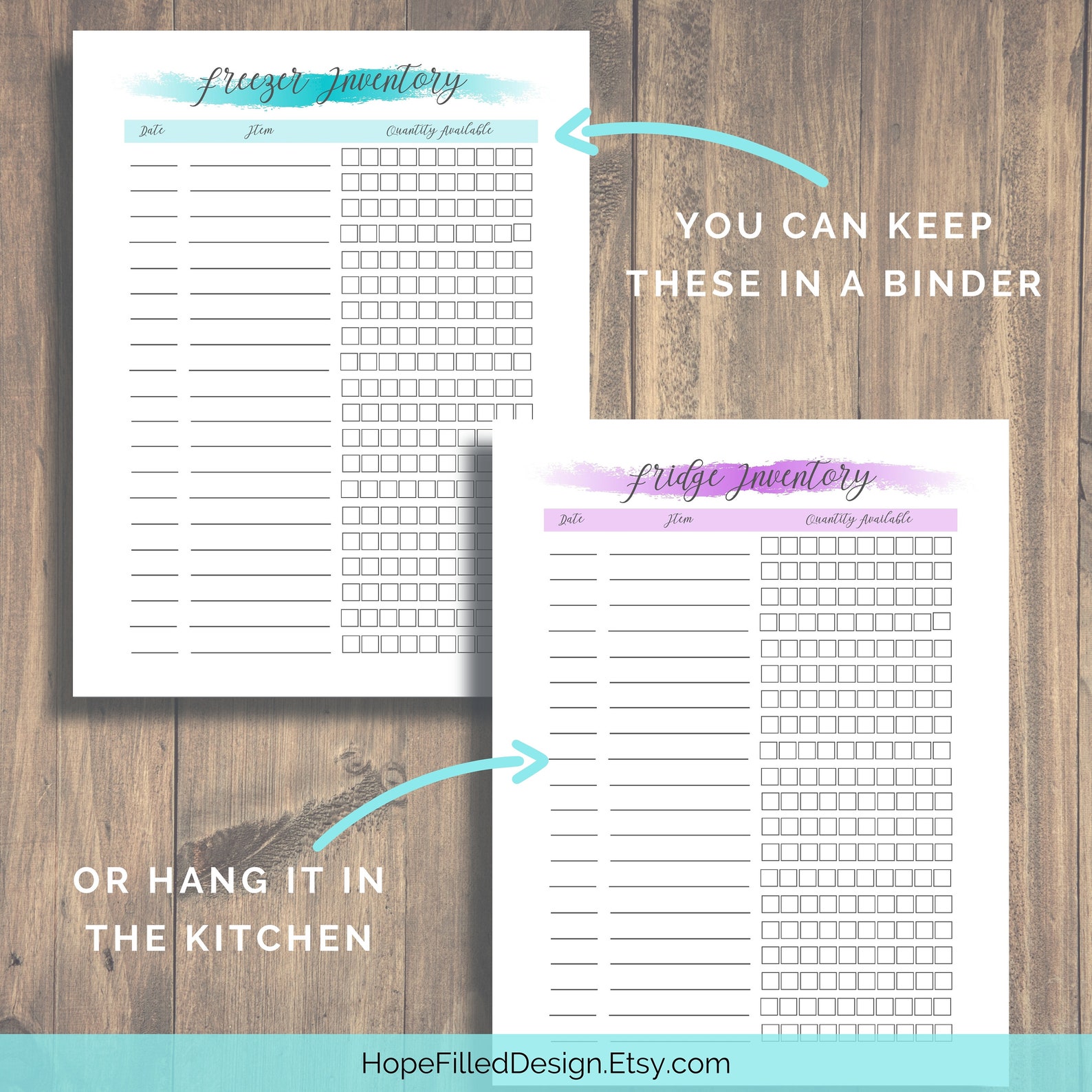 Printable Kitchen Inventory Bundle, Freezer Inventory, Pantry Inventory ...