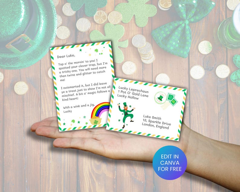 Editable Mini Leprechaun Note for Kids, Leprechaun Trap Kit Letter ...