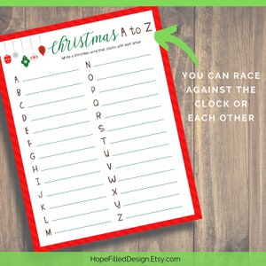 Christmas A to Z Game Printable, ABC Christmas Game, Kids Classroom ...