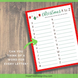 Christmas A to Z Game Printable, ABC Christmas Game, Kids Classroom ...