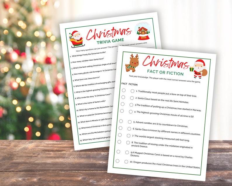 2 Christmas Trivia Printable Games, Christmas Movie Trivia, Winter ...