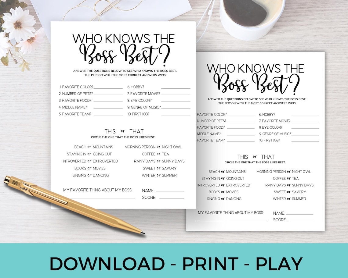 Who Knows the Boss Best Game, Fun Office Party Game, Team Building ...
