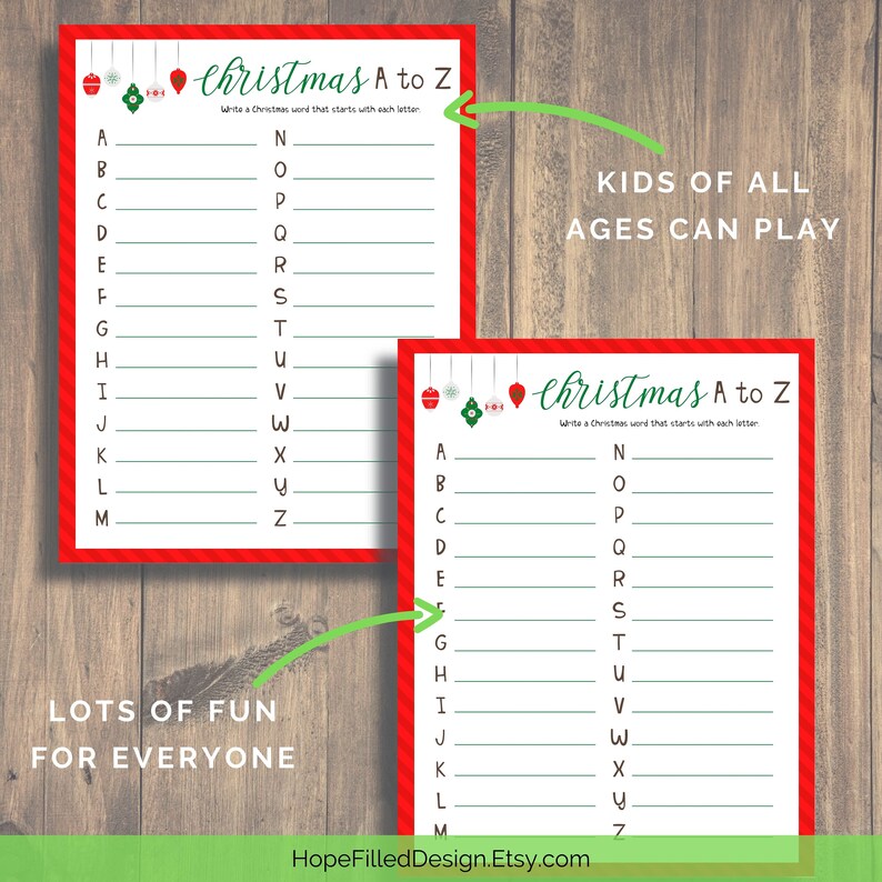 Christmas A to Z Game Printable, ABC Christmas Game, Kids Classroom ...