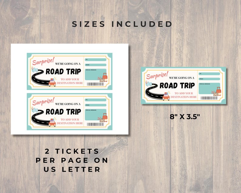 Editable Road Trip Ticket, Surprise Trip Reveal, Family Vacation ...