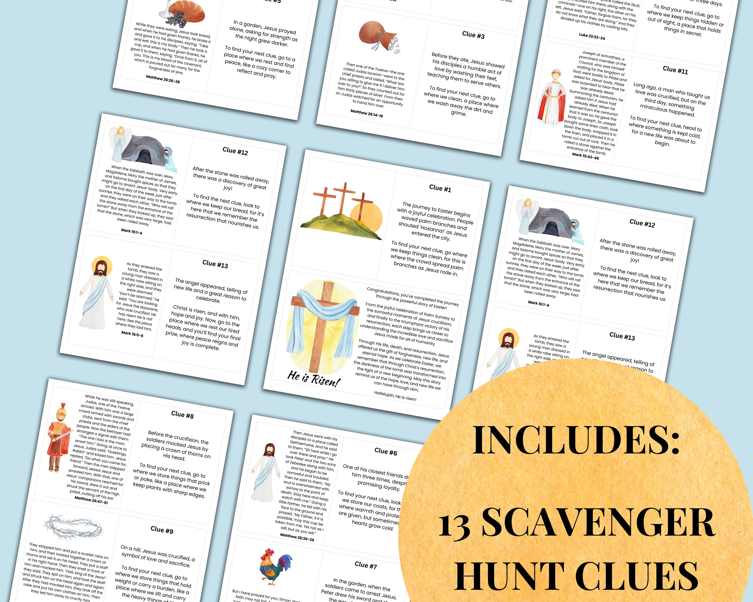 Printable Easter Story Scavenger Hunt for Kids, Resurrection Eggs ...