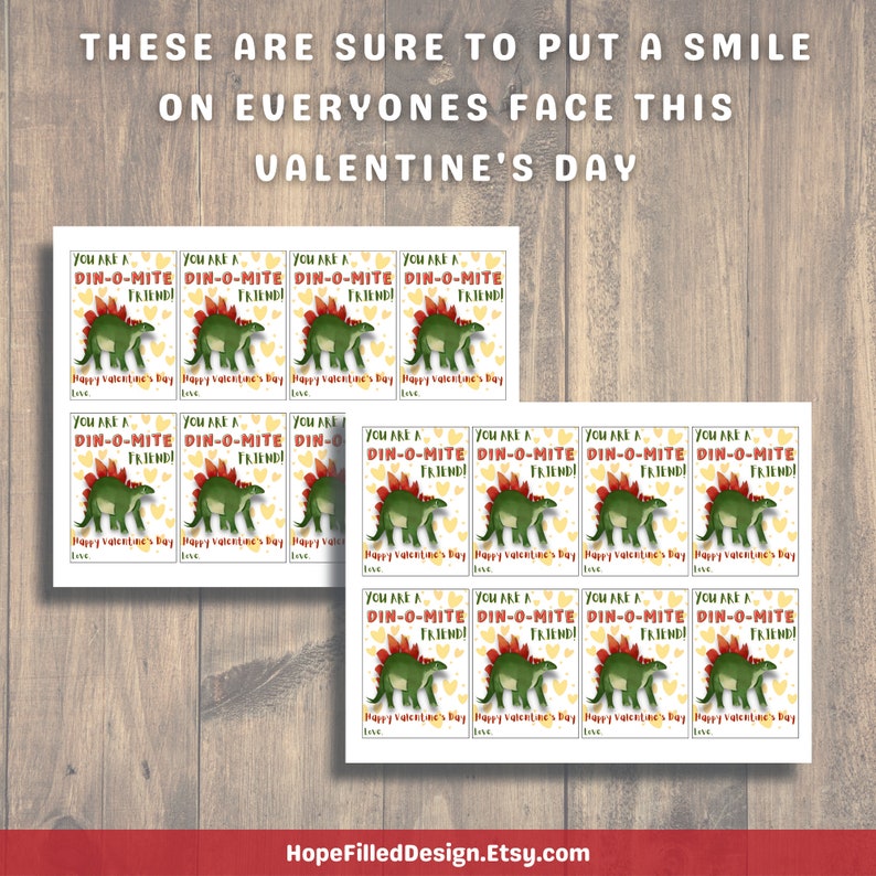 Dinosaur Valentine Day Card Printable Classroom Valentines - Etsy