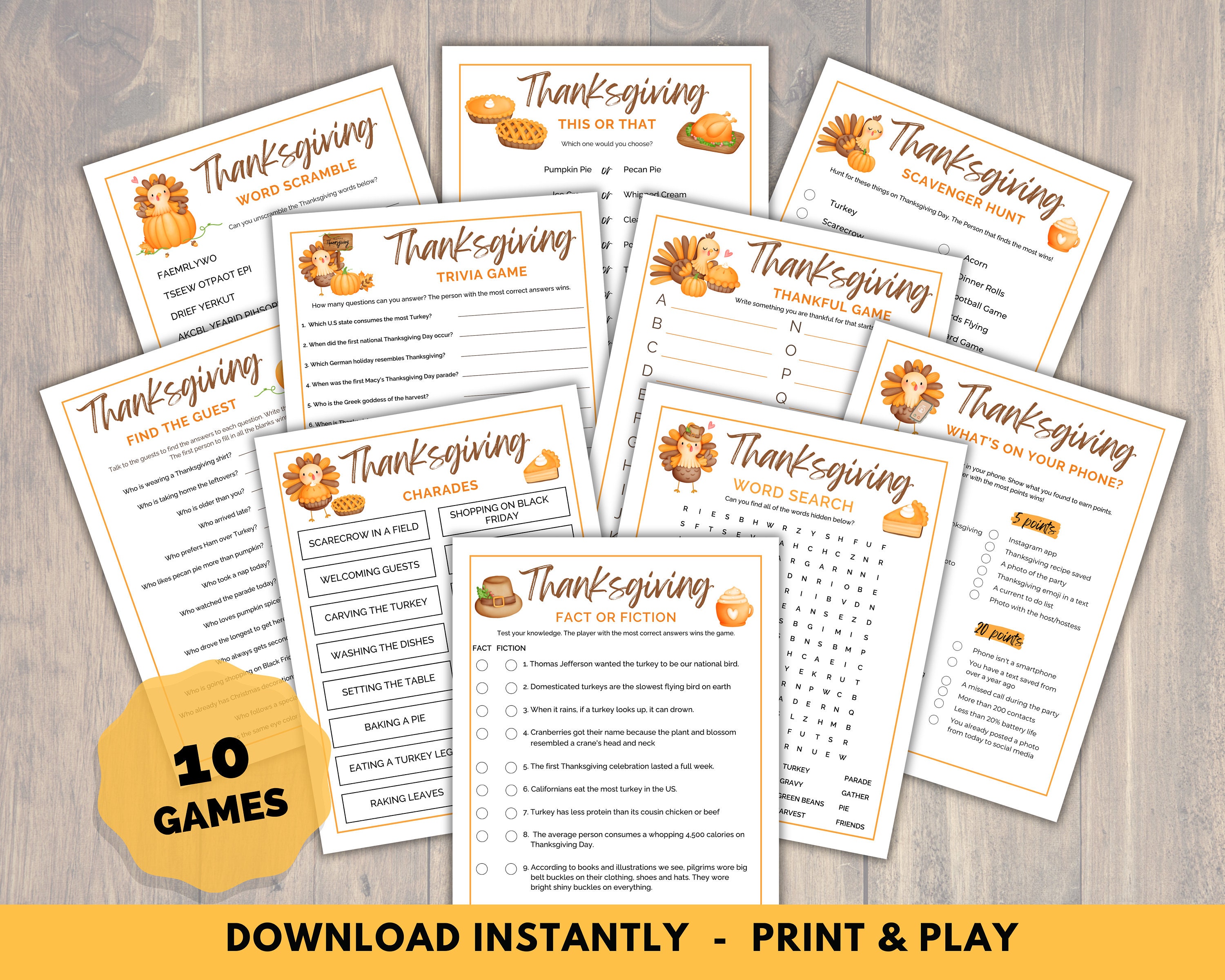 Printable Thanksgiving Game Bundle Thanksgiving Games for - Etsy