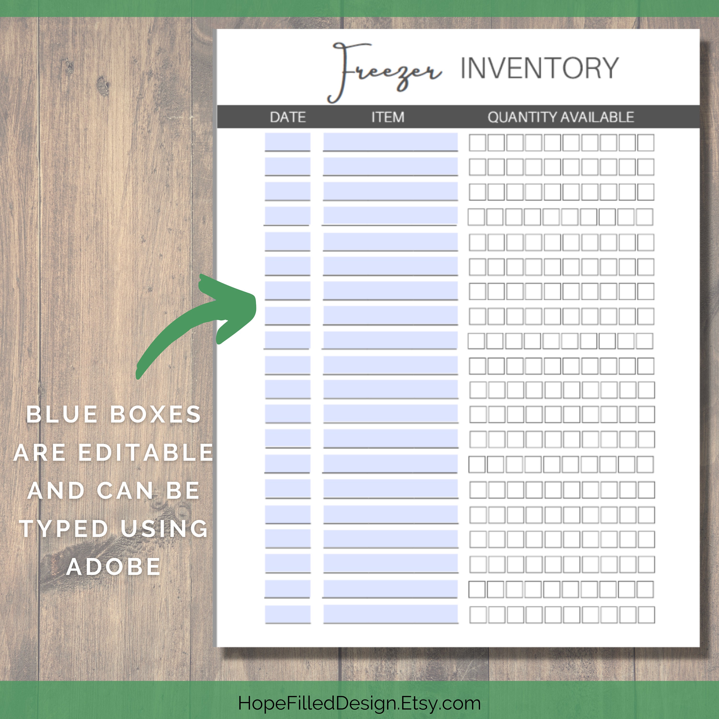 Editable Freezer Inventory List, Food Inventory, Kitchen Inventory ...
