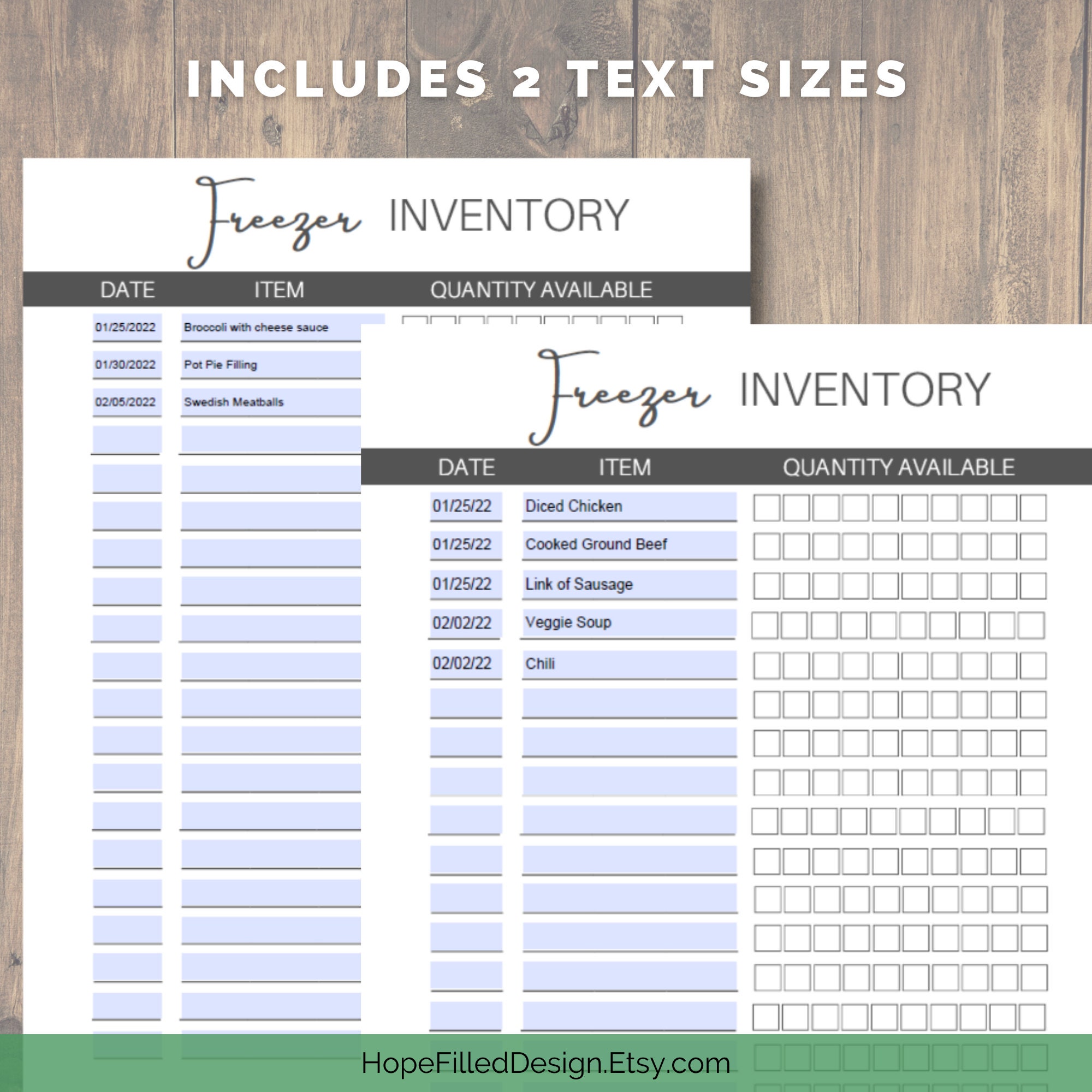 Editable Freezer Inventory List, Food Inventory, Kitchen Inventory ...