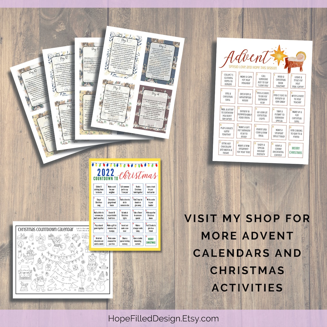 Advent Calendar Printable for Kids Nativity Scene (Instant Download) - Etsy
