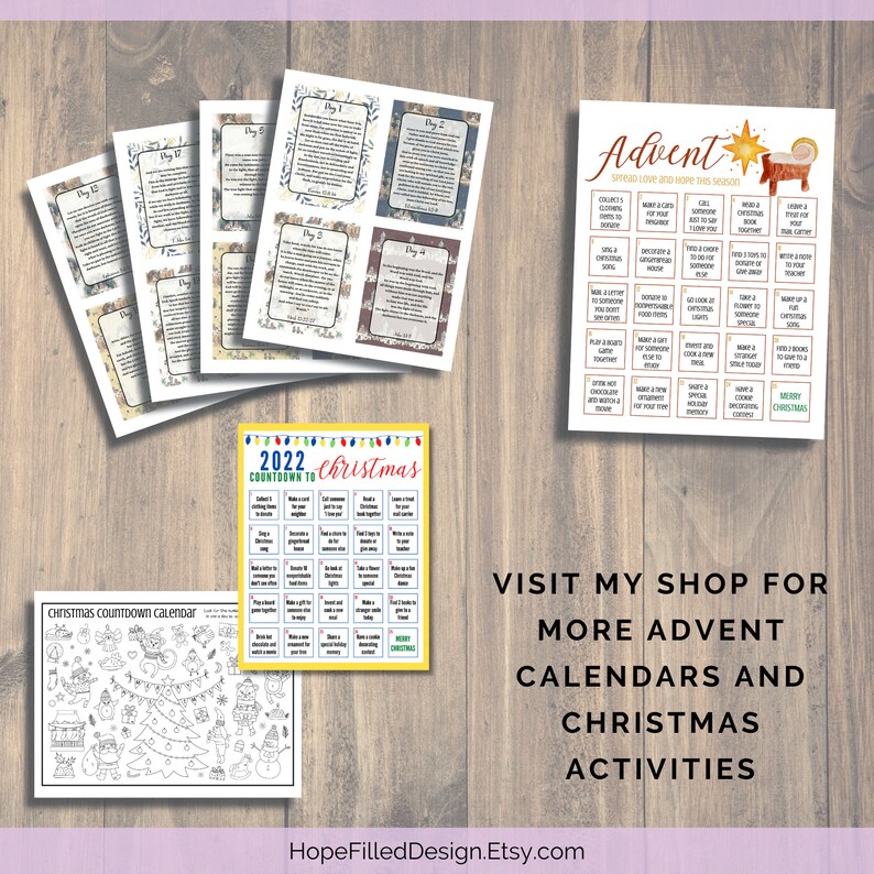 Advent Calendar Printable for Kids, Nativity Scene Family Activity, 12 ...