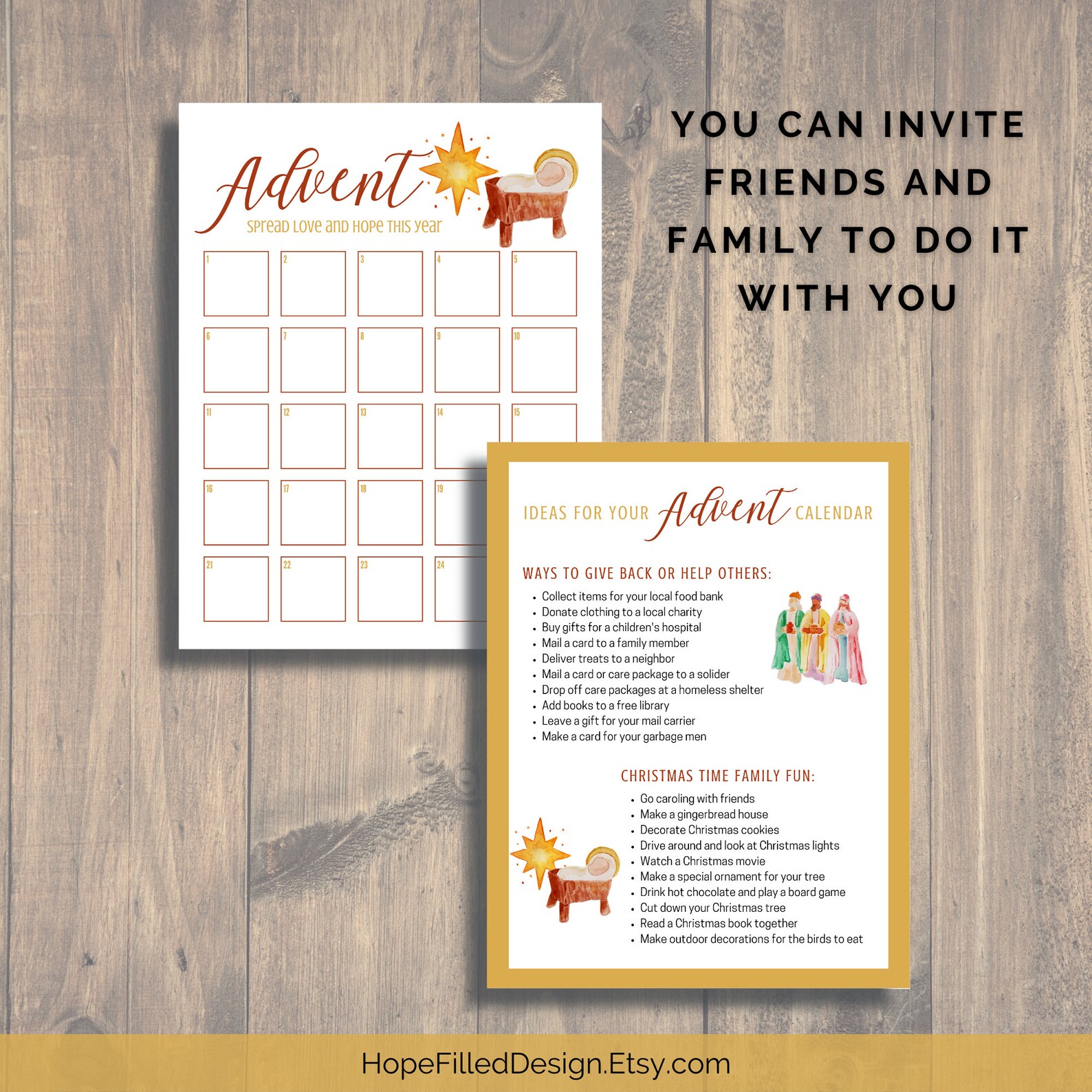 Editable Advent Calendar Printable, Christmas Countdown, Family ...