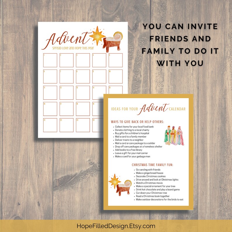 Editable Advent Calendar Printable, Christmas Countdown, Family ...