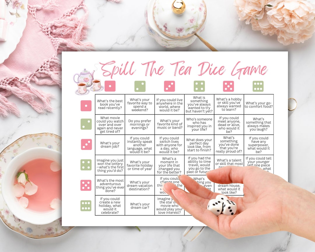 Spill the Tea Game Printable, Tea Party Games, Ladies Tea Party ...