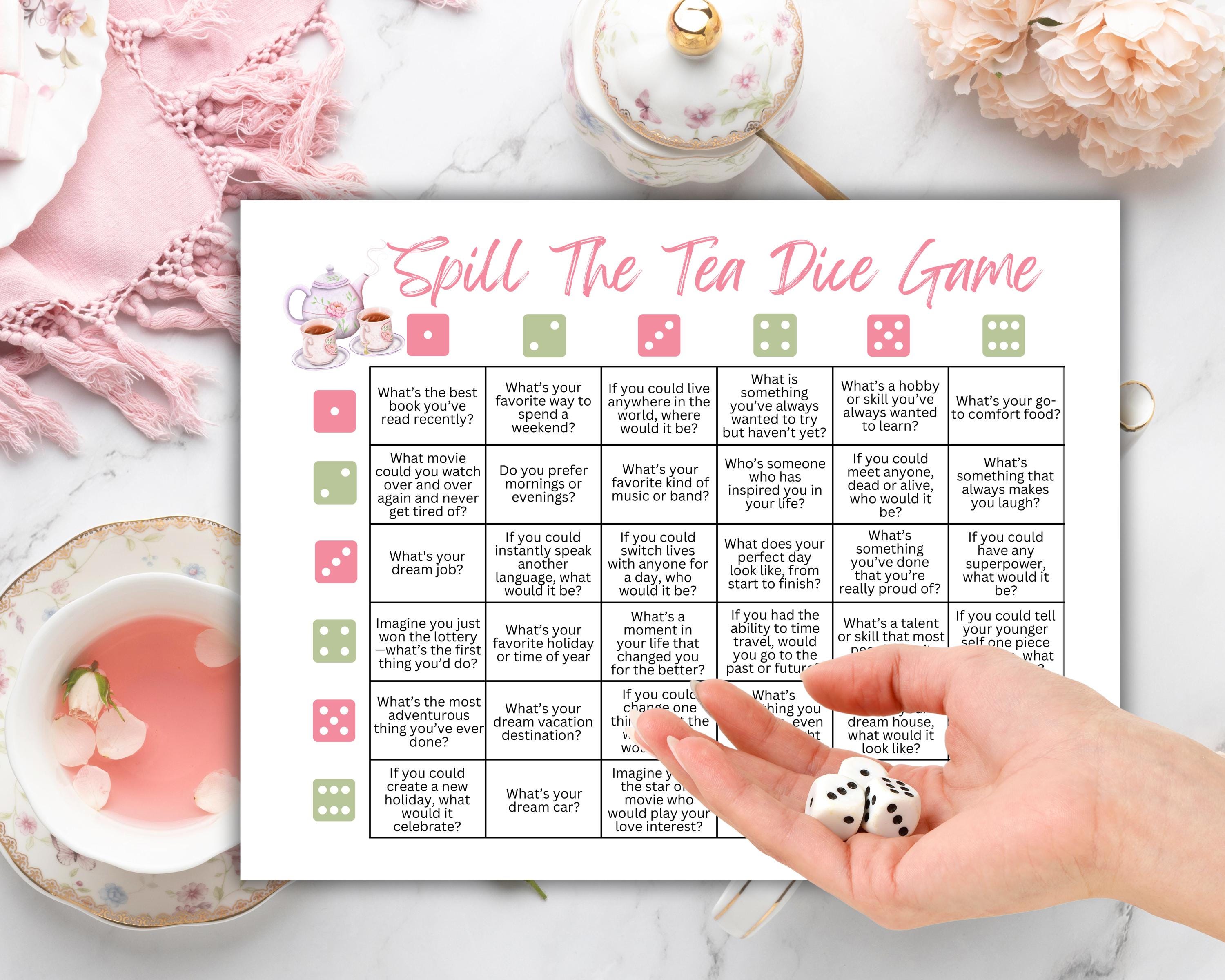 Spill the Tea Game Printable, Tea Party Games, Ladies Tea Party ...
