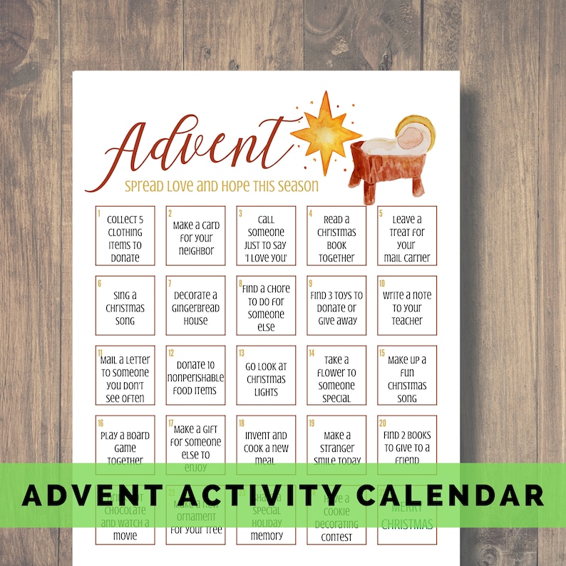 Advent Calendar Printable Christmas Countdown Family - Etsy