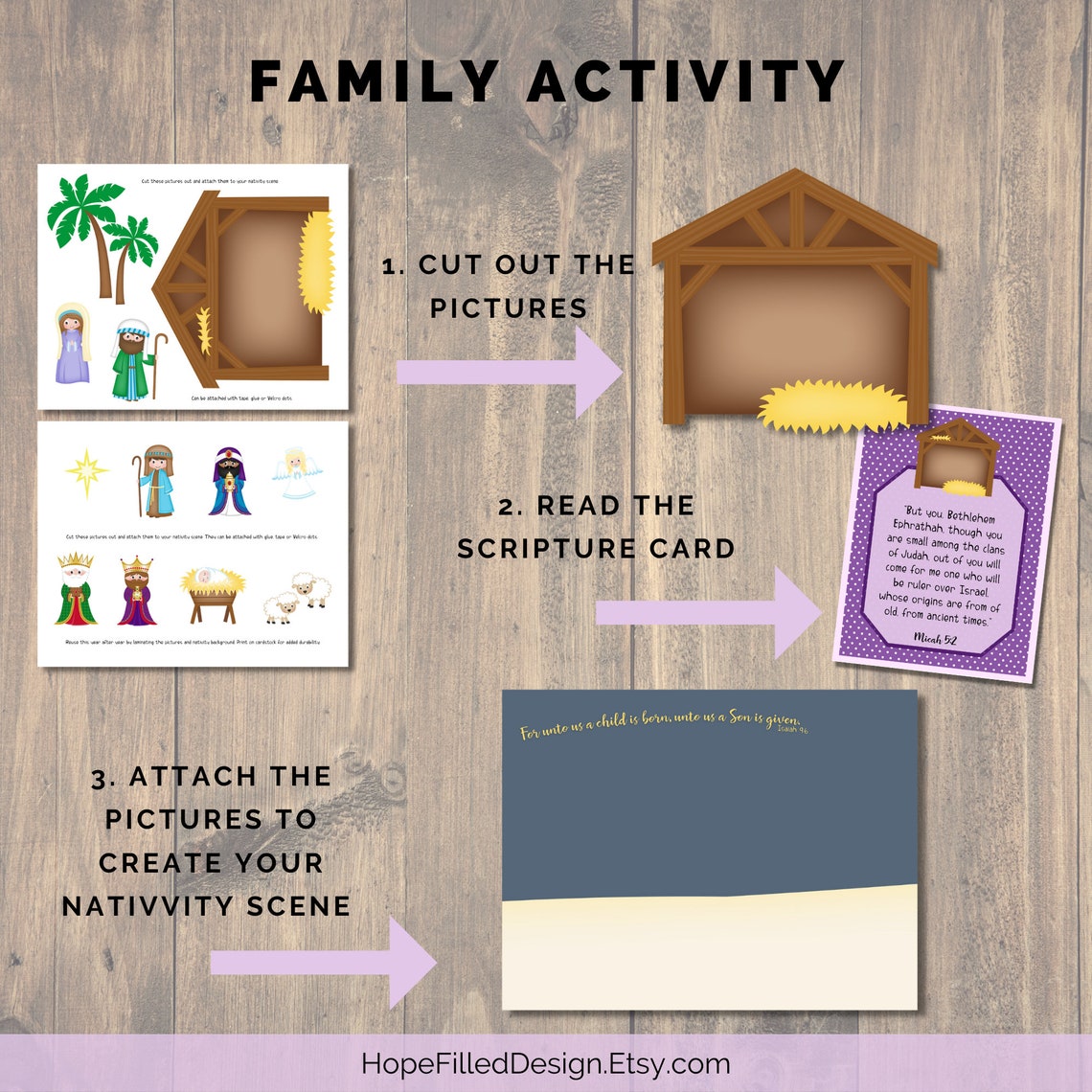 Advent Calendar Printable for Kids, Nativity Scene Family Activity, 12 ...