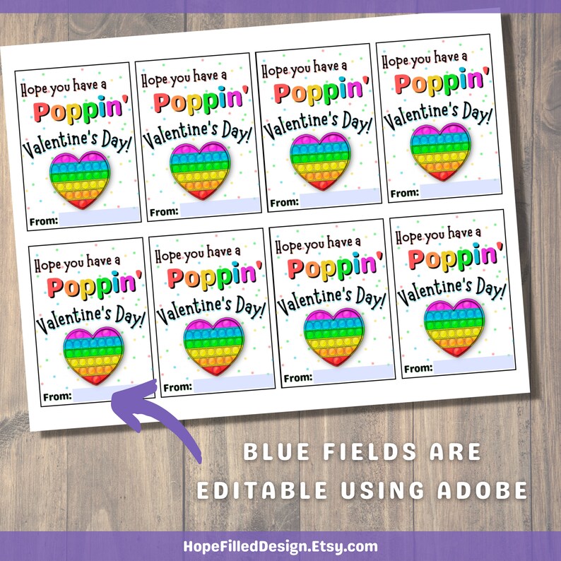 Pop It Kids Valentine's Day Card Printable Classroom - Etsy